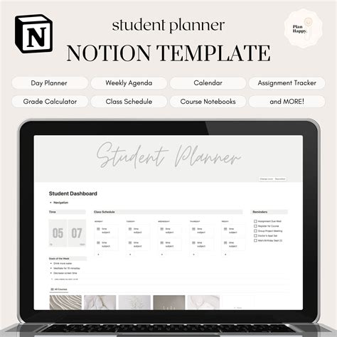 Student Planner Notion Template All In One Organizer For Agenda
