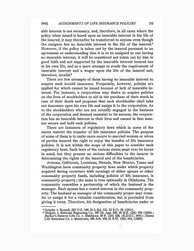 Free 11 Assignment Of Insurance Policy Samples In Pdf Ms Word