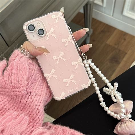 진주리본키링 발레코어 핑크 범퍼케이스 아이폰케이스 유니크 특이한 15프로맥스 14프로맥스 13프로맥스 12프로맥스 귀여운 키치 감성 레트로 에이블리