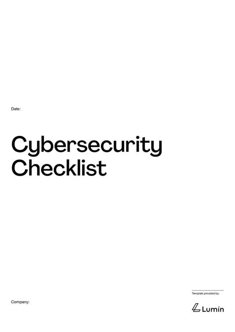 Cybersecurity Checklist Template Fill And Sign With Lumin