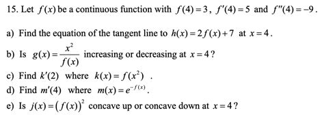 Solved Let F X Be A Continuous Function With Chegg