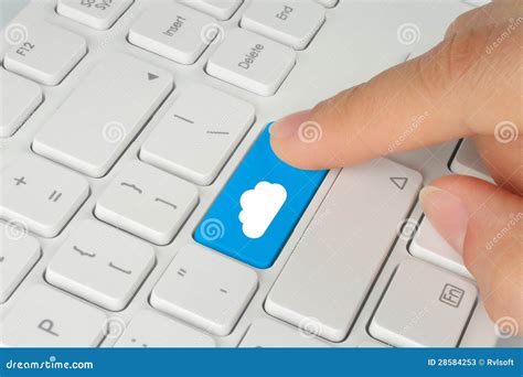 hand pushing cloud computing button on keyboard stock image image of