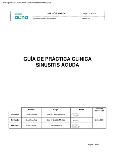 Gpc Sinusitis Aguda Cs Cxp06 Rev 00 Pdf Causas De La Muerte