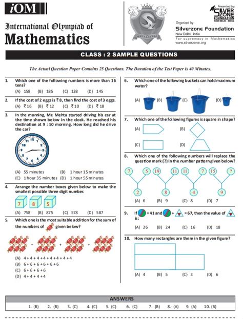 Silverzone Iom Class 2 Sample Question Paper 2023
