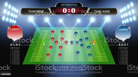 축구 축구 점수 스포츠 경기 집 대 멀리 글로벌 통계 방송 그래픽 템플릿 저지 유니폼 선수 점수 통계 샷 또는 게임 결과 디스플레이 대 한 대형 안 감 2018년에 대한