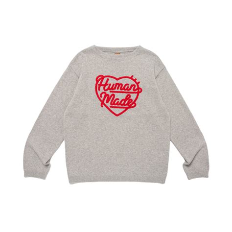 휴먼 메이드 하트 니트 스웨터 그레이 Human Made Kream
