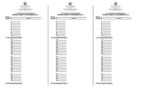 Answer Sheet Math 8 Pdf Mathematics Science