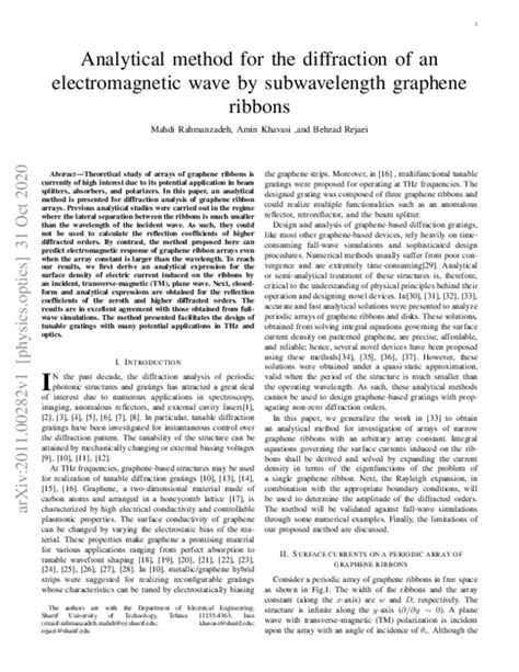 Pdf Analytical Method For The Diffraction Of An Electromagnetic Wave