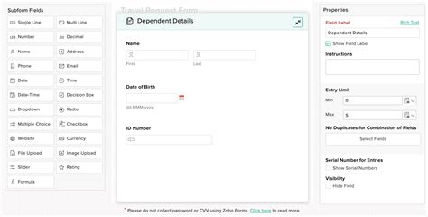 Subform Zoho Forms User Guide