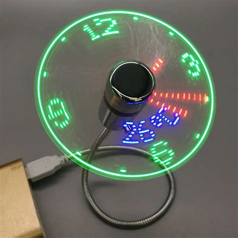 USB Desk Fan With LED Clock Portable Mini Cooling Fan Time And Temperature Display For Laptop