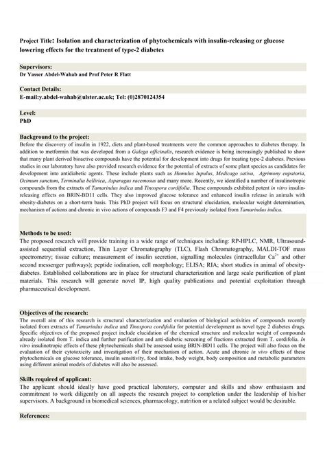 Project Title Isolation And Characterization Of Phytochemicals With