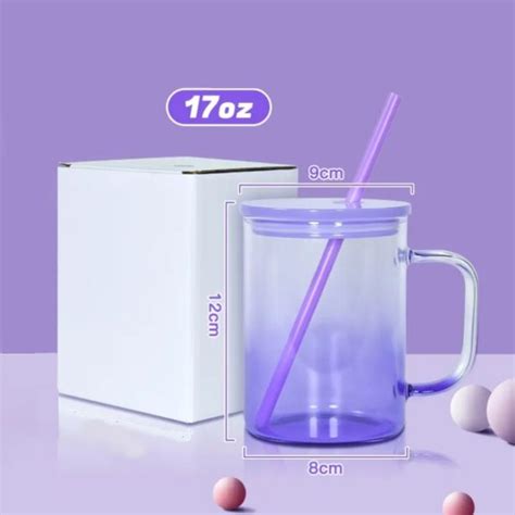 17oz Jelly Color Glass Mug With Plastic Lid For Sublimation Subliholics