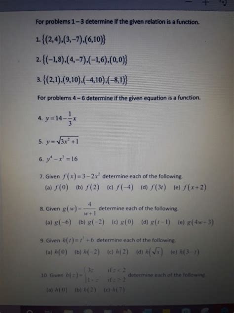 Solved For Problems 1 3 Determine If The Given Relation Is A Chegg Com