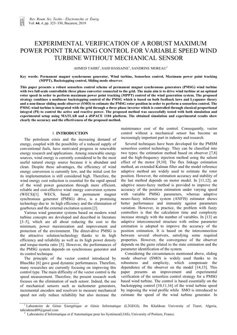 Pdf Experimental Verification Of A Robust Maximum Power Point Tracking Control For Variable