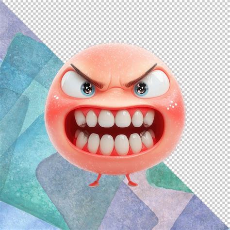 Personagem De Desenho Animado Furioso Em 3d Expressão De Emoji Furiosa