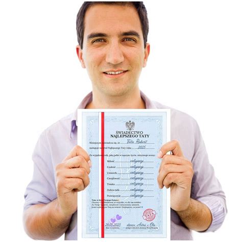 Prezent Na Dzień Ojca Upominek Dla Taty Świadectwo W Antyramie Dyplom A4 243804505 Erli Pl