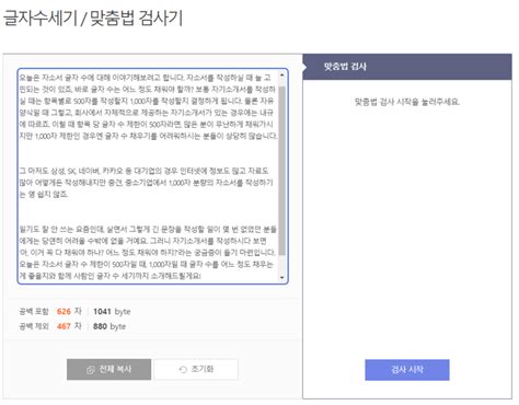 자소서 글자수 어느정도 채워야 할까 500자 1000자 공백 사람인 글자수세기 네이버 블로그