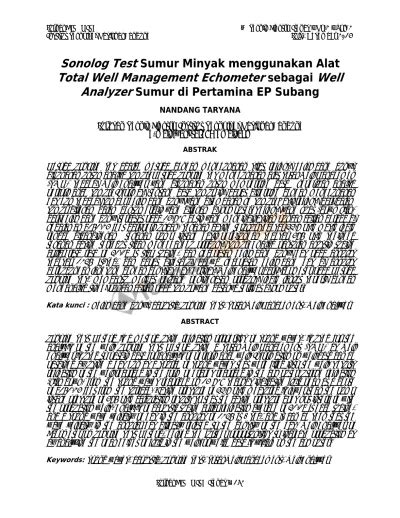 Sonolog Test Sumur Minyak Menggunakan Alat Total Well Management
