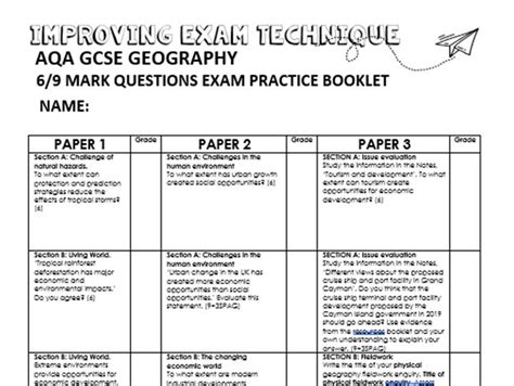 Aqa Gcse Geography Homework Booklet Teaching Resources