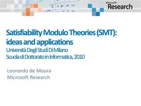 Ppt Explore Satisfiability Modulo Theories Smt And Its Applications