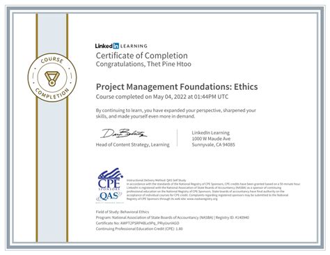 thet pine htoo on linkedin certificate of completion