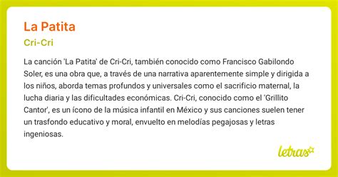 Significado De La Canción La Patita Cri Cri Letrascom