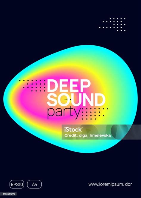 하우스 이벤트 초대를 위한 물결 모양 글리치 현대 클럽 포스터입니다 트랜스 와 전시회 벡터 Set Shape의 그래픽 배경입니다 핑크와 블루 하우스 이벤트 Dj에 대한 스톡