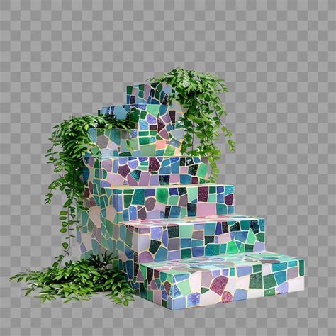 Premium Psd Mosaic Tile Product Stands With Colorful And Artistic