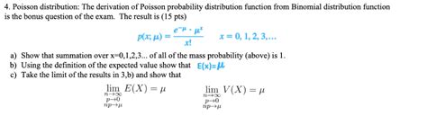 Solved Poisson Distribution The Derivation Of Poisson Chegg