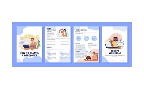 How To Become Developer Flat Vector Brochure Template