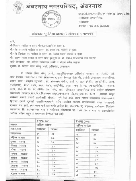 1 Occupancy Certificate Completion Certificate Architects