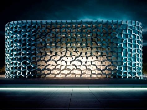 Premium Photo Futuristic Concrete Architecture Design Building Exterior With Parametric