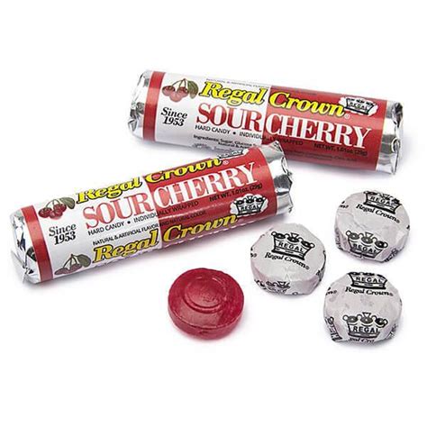 Regal Crown Sour Cherry Hard Candy Rolls 24 Piece Box