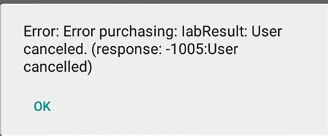 Android In App Billing Purchase Keeps Getting 1005 Response User