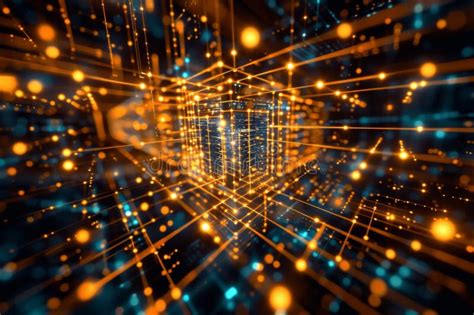 Quantum Technology Meeting Old School Computer Designs Stock