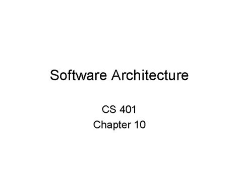 Software Architecture CS Chapter Software Architecture