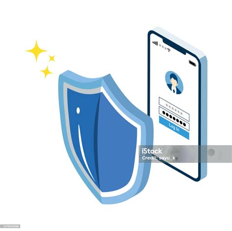 방패는 스마트 폰 남성 계정을 보호합니다 인터넷 보안 컨셉 아트 3차원 형태에 대한 스톡 벡터 아트 및 기타 이미지 3차원 형태 개념 경호 Istock