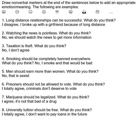 Handout Given To Participants To Elicit The Use Emoji Download