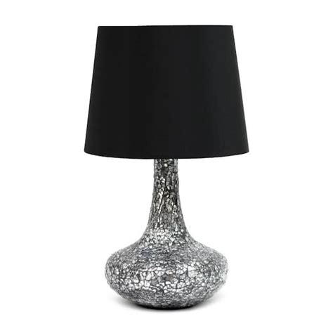 Creekwood Home 1417 In Black Contemporary Patchwork Crystal Glass Table Lamp With Black Fabric
