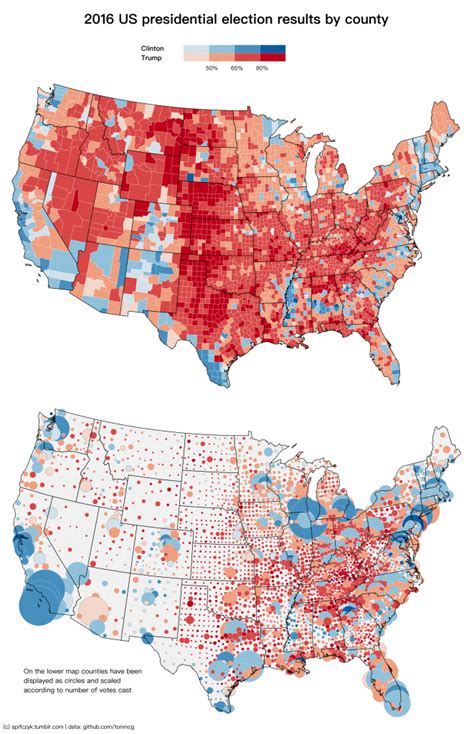 Us Presidential Election Results In Two Maps 2016 Vivid Maps