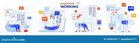 Programmer Working Concept Set Software Development Code Programming