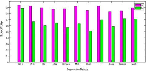 specificity of segmented images by various segmentation techniques