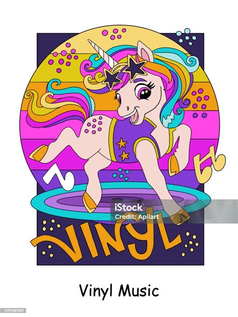 귀여운 복고풍 음악 유니콘 키즈 컬러 벡터 일러스트 레이 션 0명에 대한 스톡 벡터 아트 및 기타 이미지 0명 개념 교육 Istock
