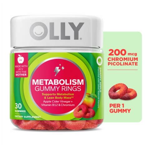 Olly Metabolism Rings Apple Flavor Gummy Supplement Vitamin B12 10mcg