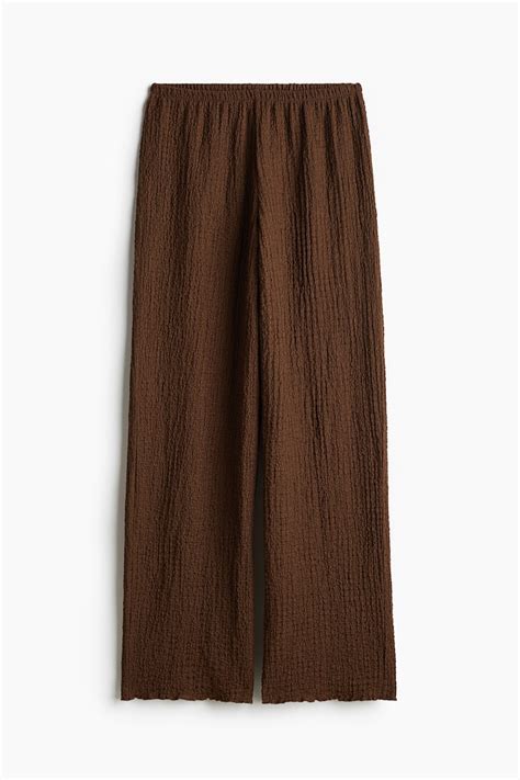 크링클 와이드 팬츠 다크 브라운 여성 Handm Kr 크링클 와이드 팬츠 다크 브라운 여성 Handm Kr