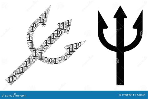 Trident Fork Mosaic Of Binary Digits Stock Vector Illustration Of