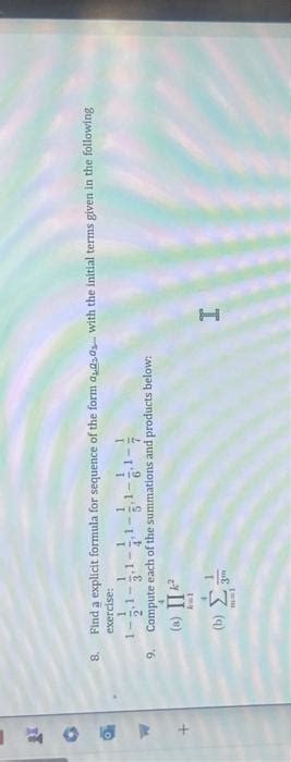 8 Find A Explicit Formula For Sequence Of The Form Chegg Com