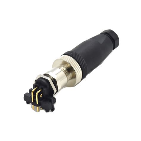 航空插头m12 D Coding铁路信号传输4芯 M12连接器pcb板弯针插座 阿里巴巴