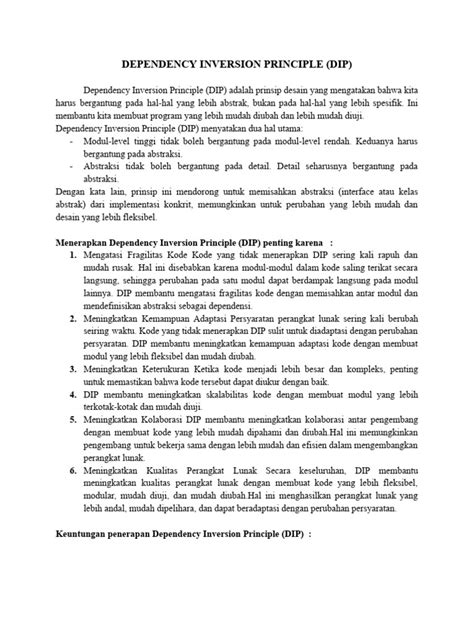 Dependency Inversion Principle Dip Pdf Bisnis