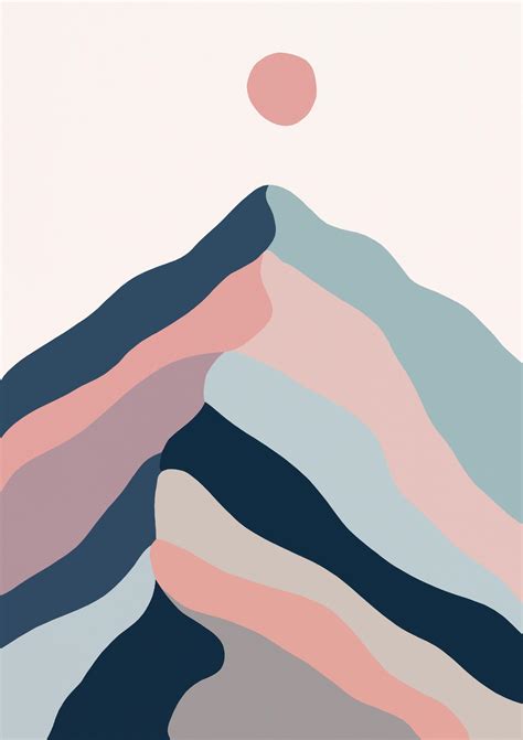 Plakat Graficzna Góra Abstrakcyjna Góra W Falistych Warstwach Poster Store Polska